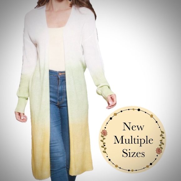 Hem & Thread | Sweaters | New Hem And Thread Green Yellow Cardigan ...